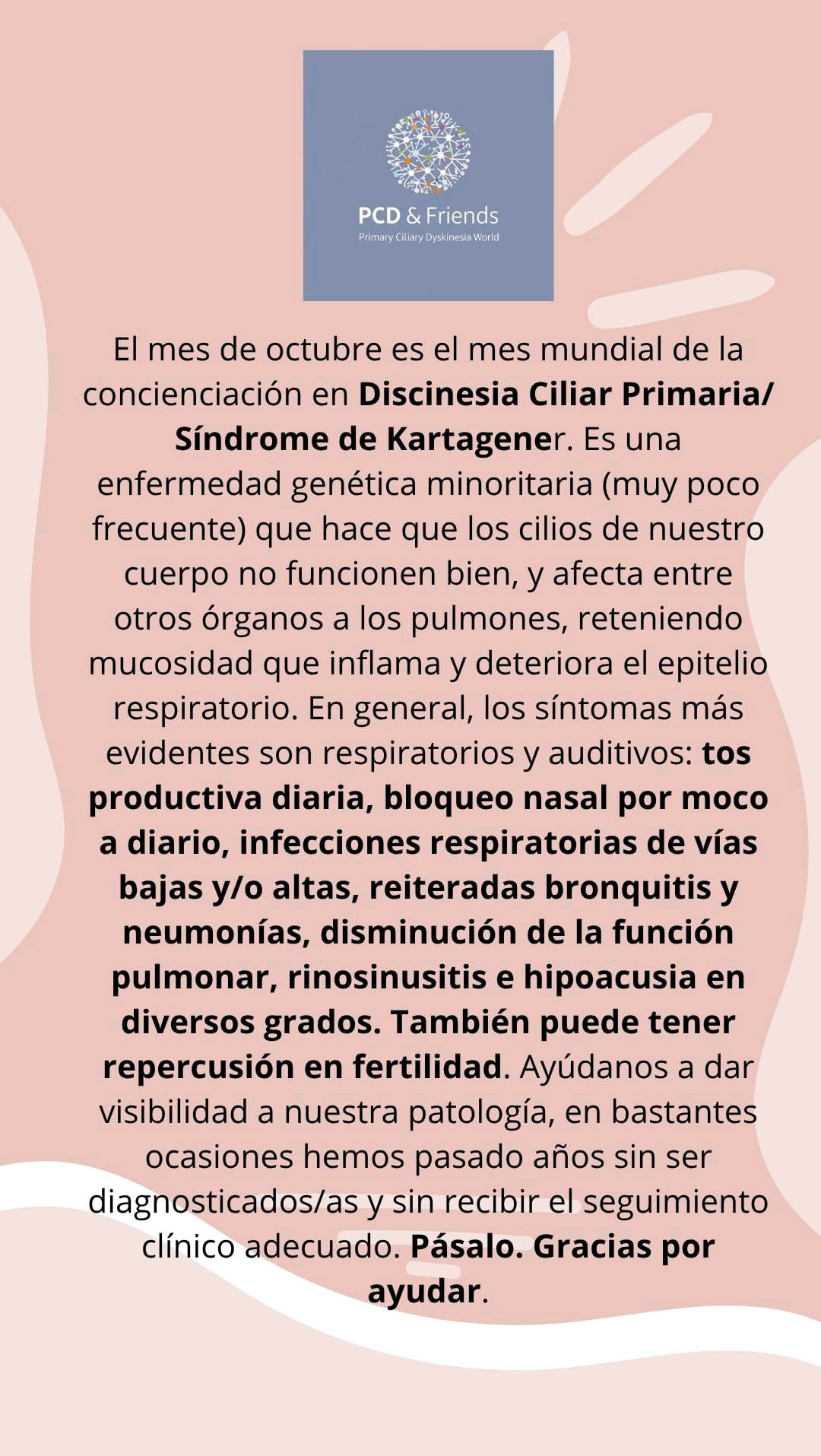 OCTUBRE… UN MES PARA MOVER LOS CILIOS DE LA DISCINESIA CILIAR PRIMARIA ...